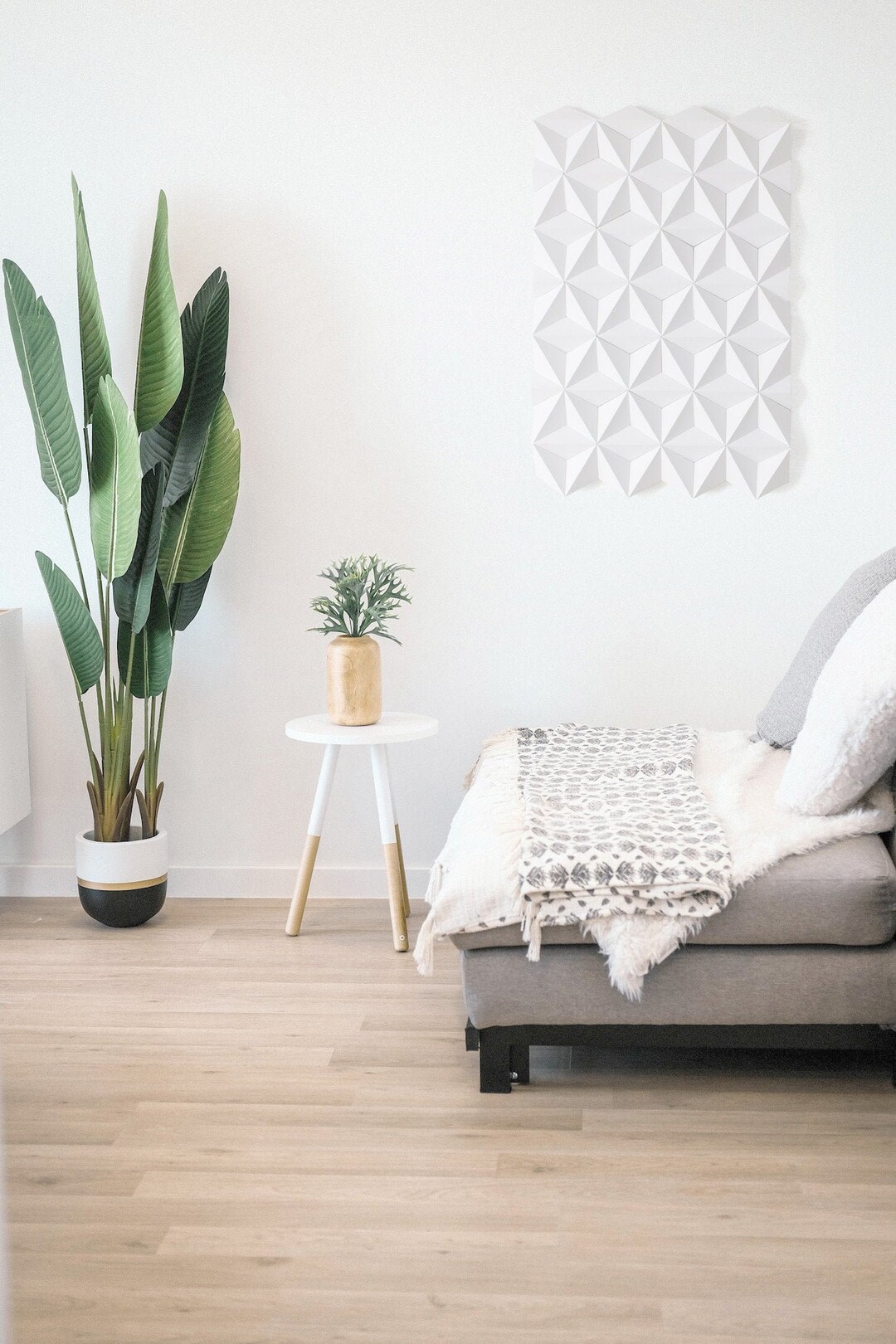 Modern White Geometric Wall Art Paper Wall Decor, Original Wall Art ...