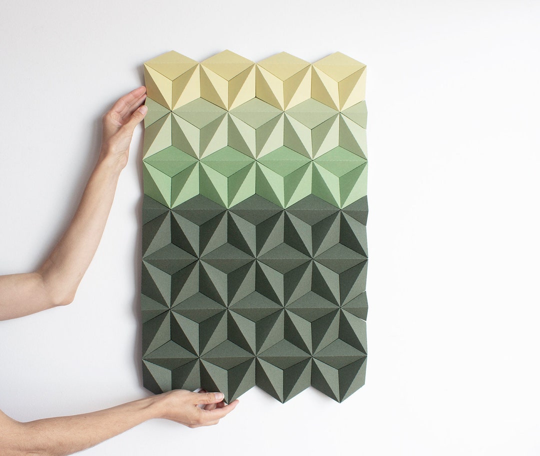 Green 3d Wall Panel Fashion Wall Decor Geometric Paper Art - Etsy