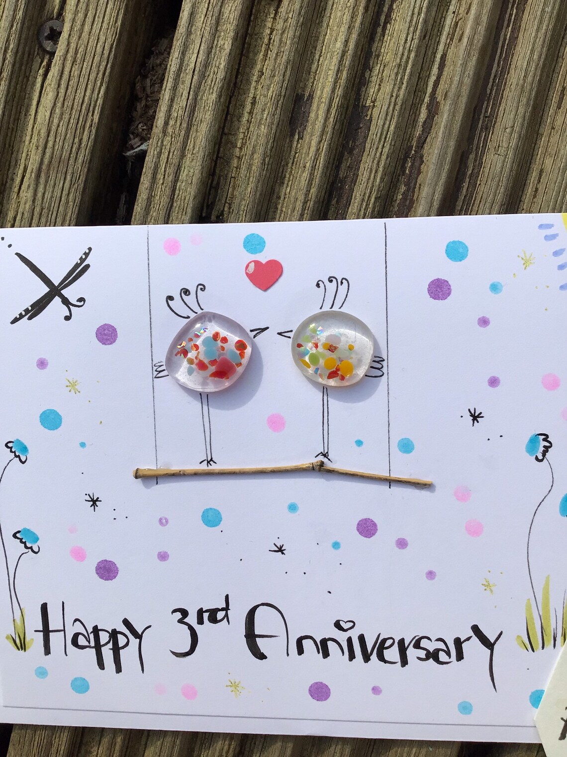 Handmade 3rd wedding anniversary card pebble anniversary | Etsy