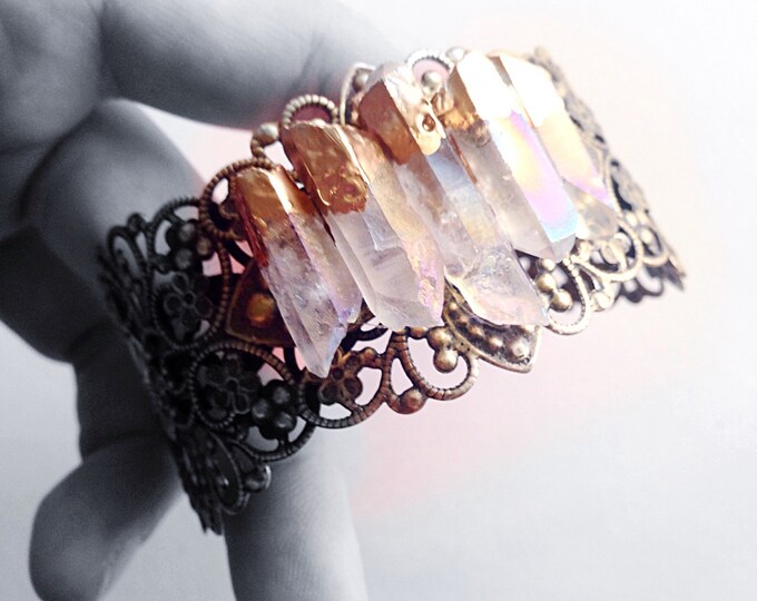 Crystal Cuff Gold Dip Angel Aura Cuff Gold Cuff Angel Aura - Etsy