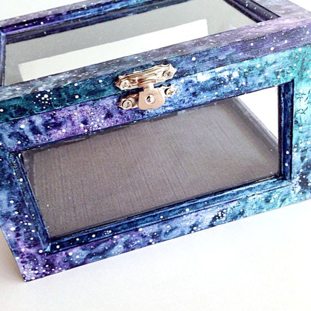 Galaxy Box With Glass Windows Hand Painted Iridescent Galaxy Treasure ...
