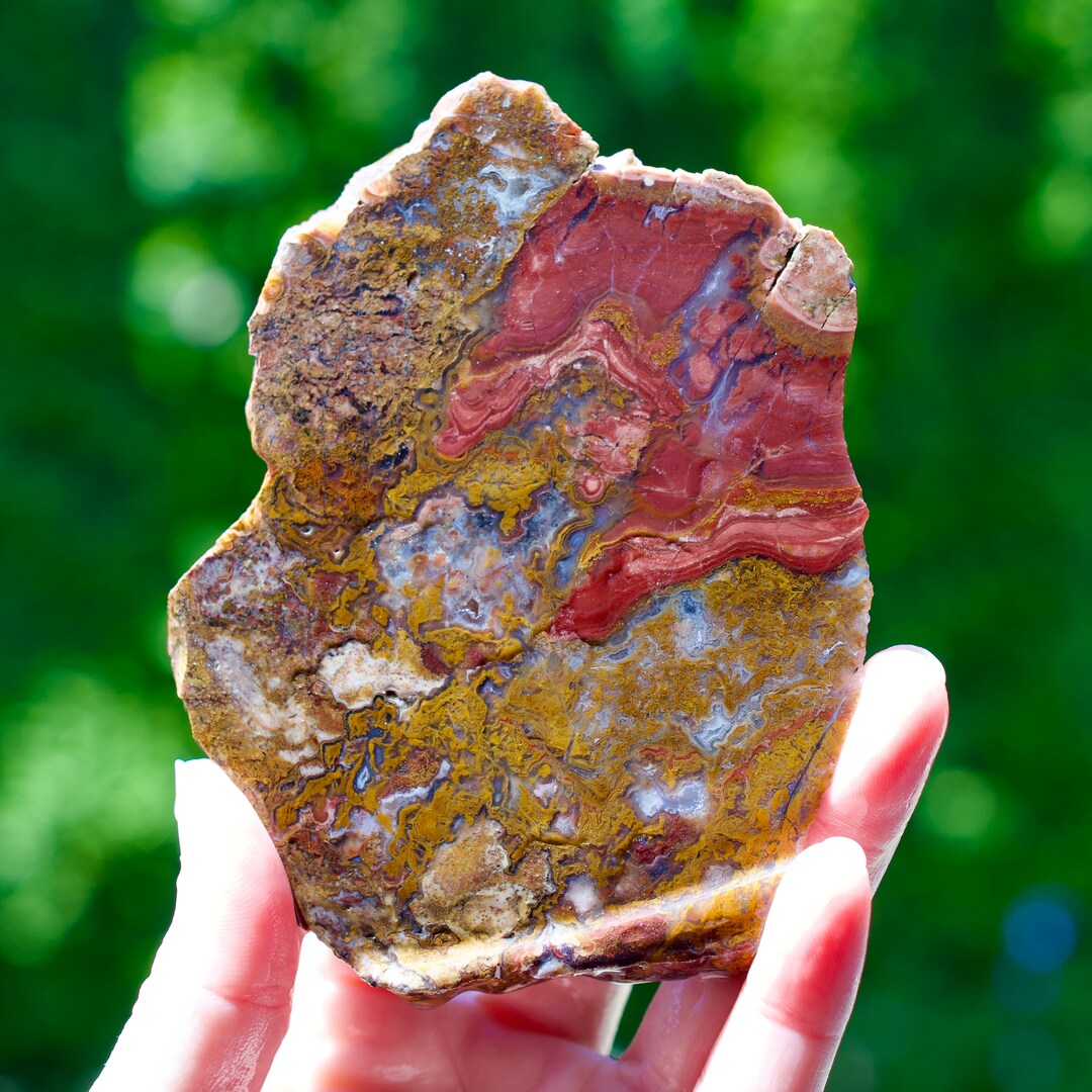 Quetzal Agate Slice | Red Flame Agate Mineral Slab | Stones and Rocks ...