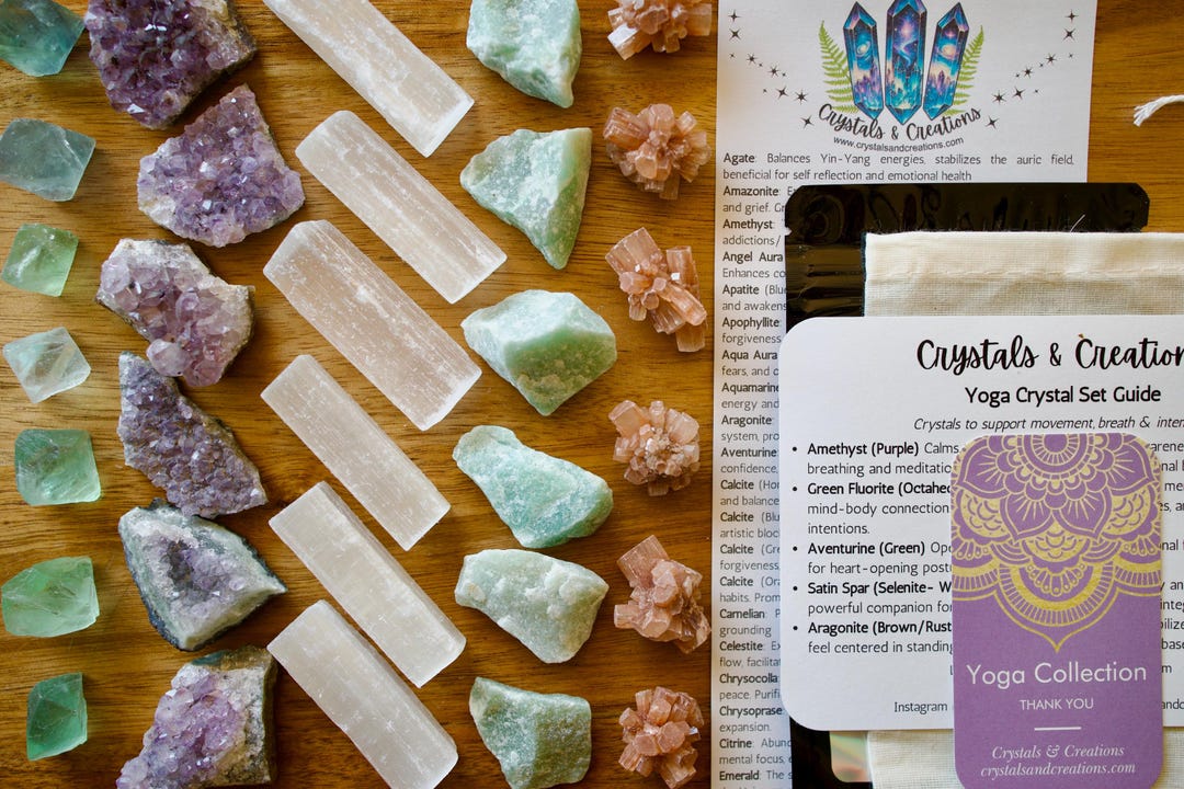 Yoga Crystal Set - 5 Stone Kit With Guide to Enhance Mind-body ...