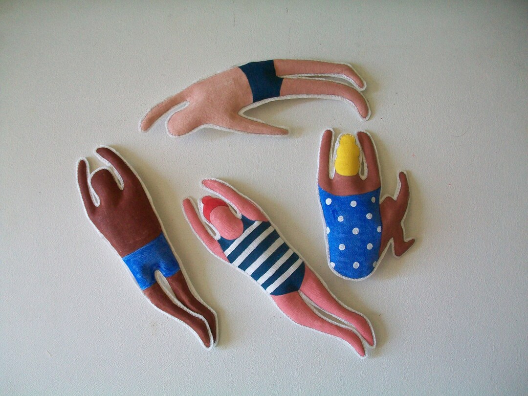 Swimming People Fridge Magnets, People on the Beach, Summer Magnets ...