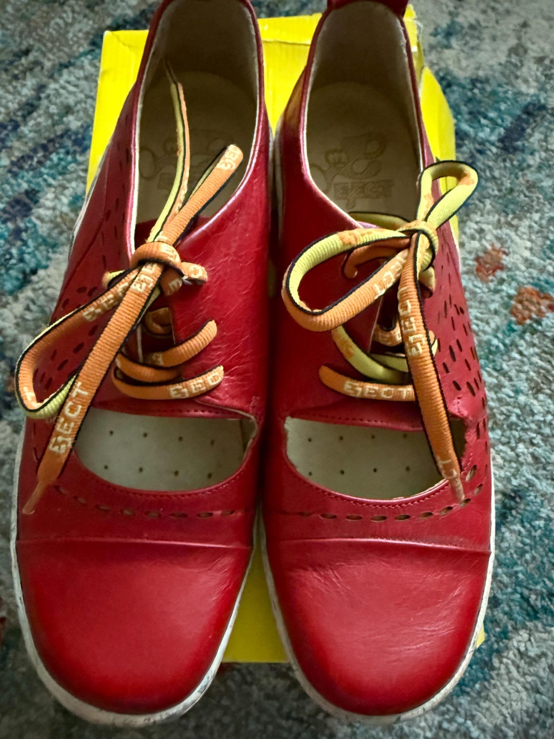 Shoes-red Leather Tie Mary Jane-casual Shoe by EJECT Made in Portugal ...