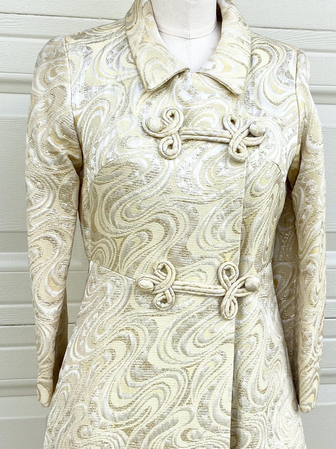 Maxi Opera Coat/formal Event Coat/polyester Metallic Opera Coat/-frog ...