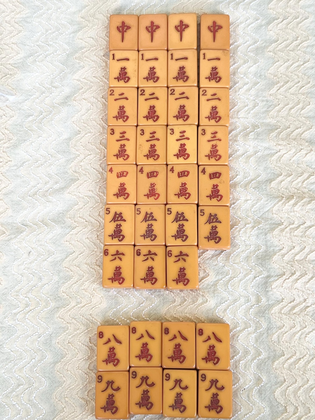 Bakelite-mahjong Tile-set of 35 All Red Face Mah Jong Bakelite Tile ...