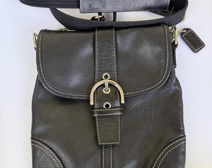 Coach Black Leather Soho -buckle Crossbody Purse-creed #069-4786 - Etsy