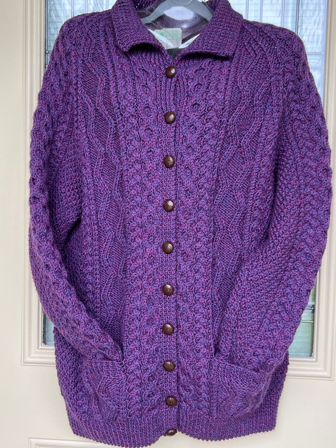 Vintage Irish Hand Knit Aran Pure Wool Cardigan by Horgans of Blarney ...