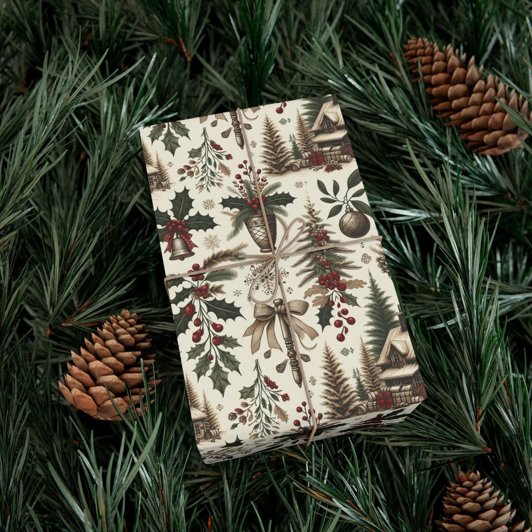 Elegant Farmhouse Christmas Wrapping Paper: Rustic Charm for the ...