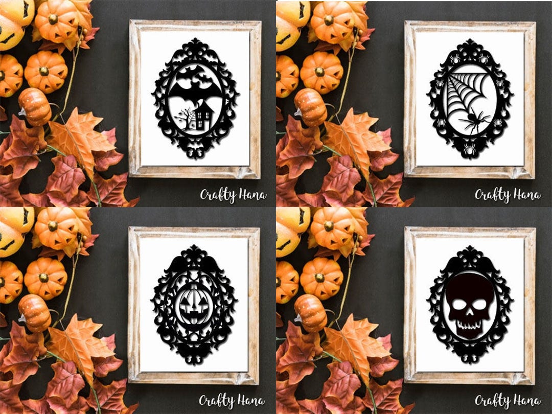 Halloween Papercutting Template Set of 4 -PDF Jpeg SVG PSD Perfect for ...