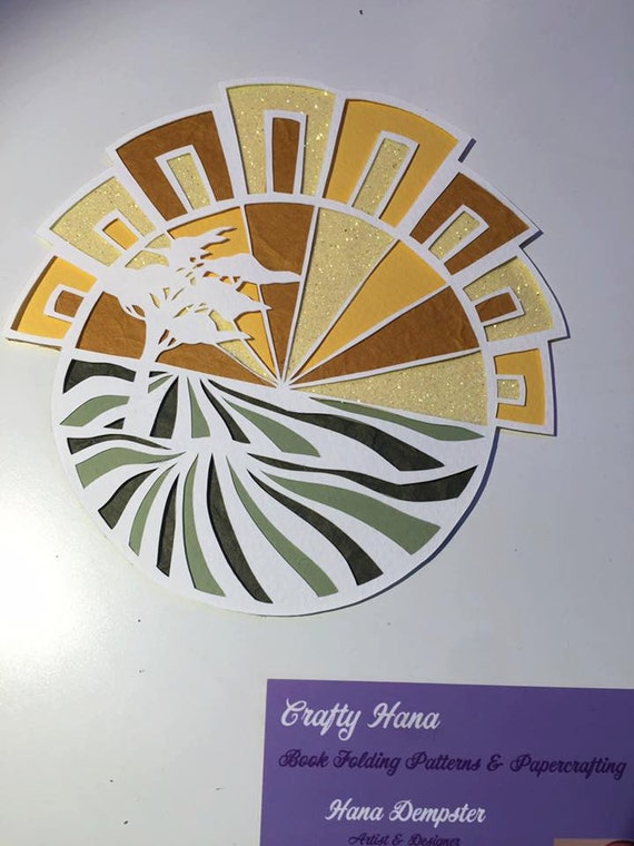 Papercutting Template Sun & Tree Cut Your Own Papercut - Etsy
