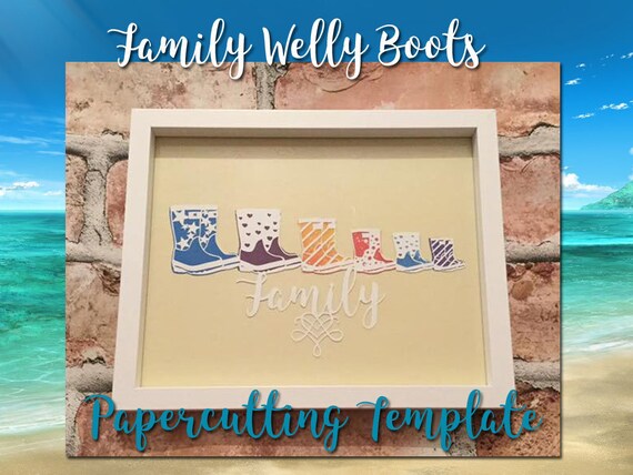 Papercutting Template Family Welly Boots JPEG and PDF files | Etsy