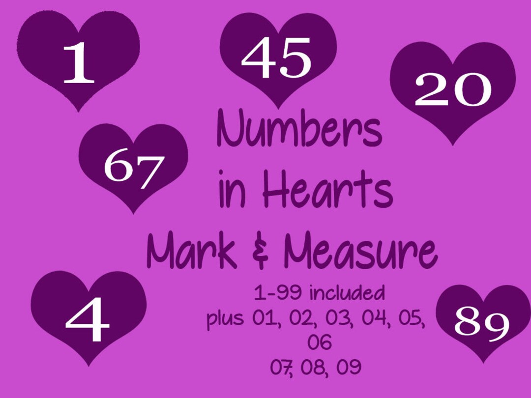 Book Folding Patterns - Full Set of Numbers in Hearts - 1 to 99 ...