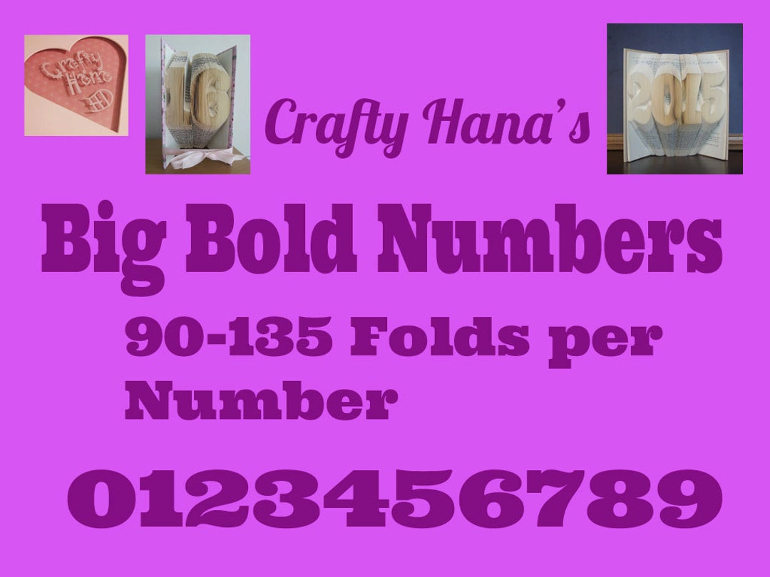 Book Folding Patterns - Big Bold Numbers - 1,2,3,4,5,6,7,8,9,0 ...