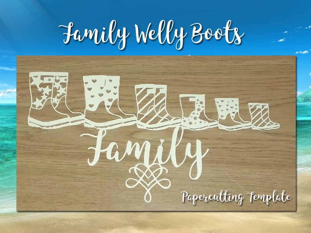 Papercutting Template Family Welly Boots - JPEG and PDF Files - Handcut ...