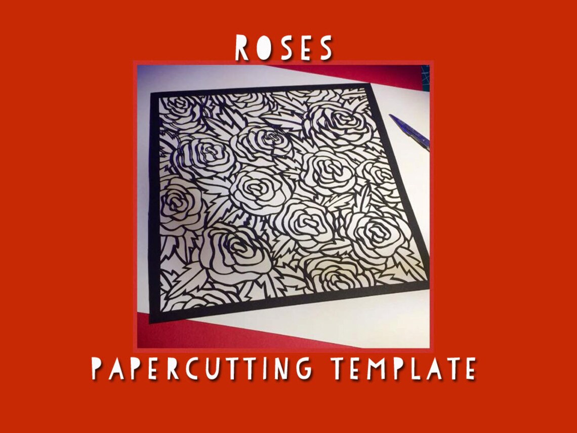 Papercutting Template - Roses - JPEG/PDF and PSD Files - Can Be Handcut ...