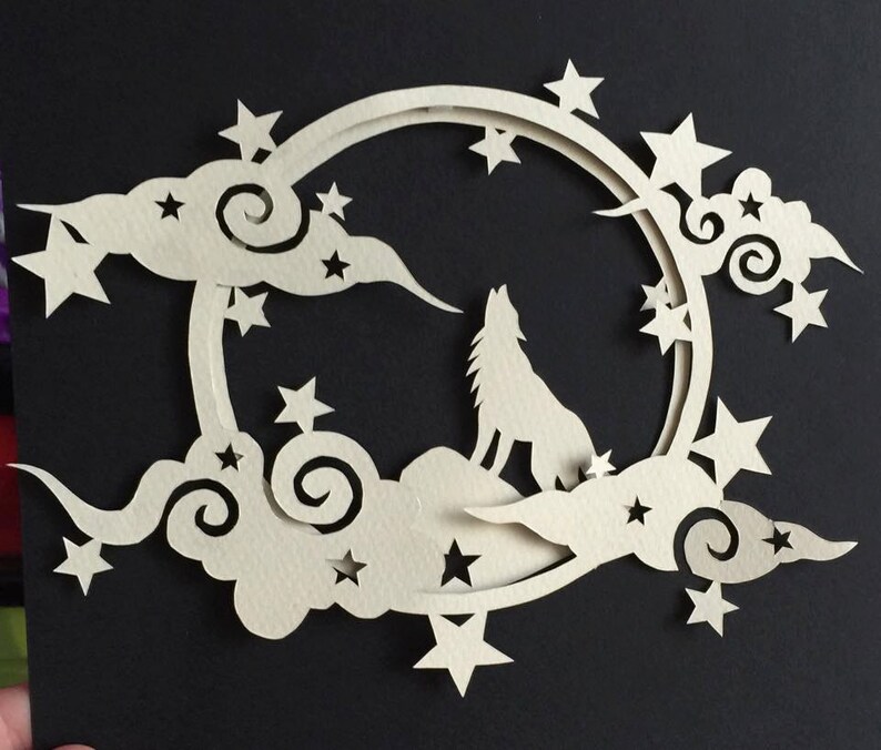 Papercutting Template - Silver Wolf - Cut Your Own - 2 Layered ...