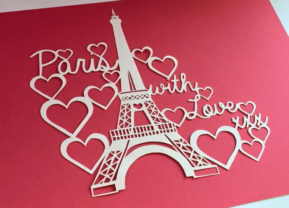 Papercutting Template - Paris With Love - Cut Your Own Valentine's Day ...