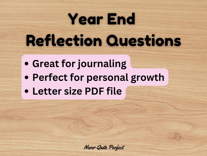 Year End Reflection Questions Printable Download File PDF Letter Size ...
