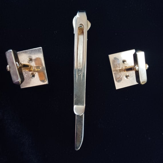 Swank Centurion/Knight Cuff Link and Tie Bar Set - Gem