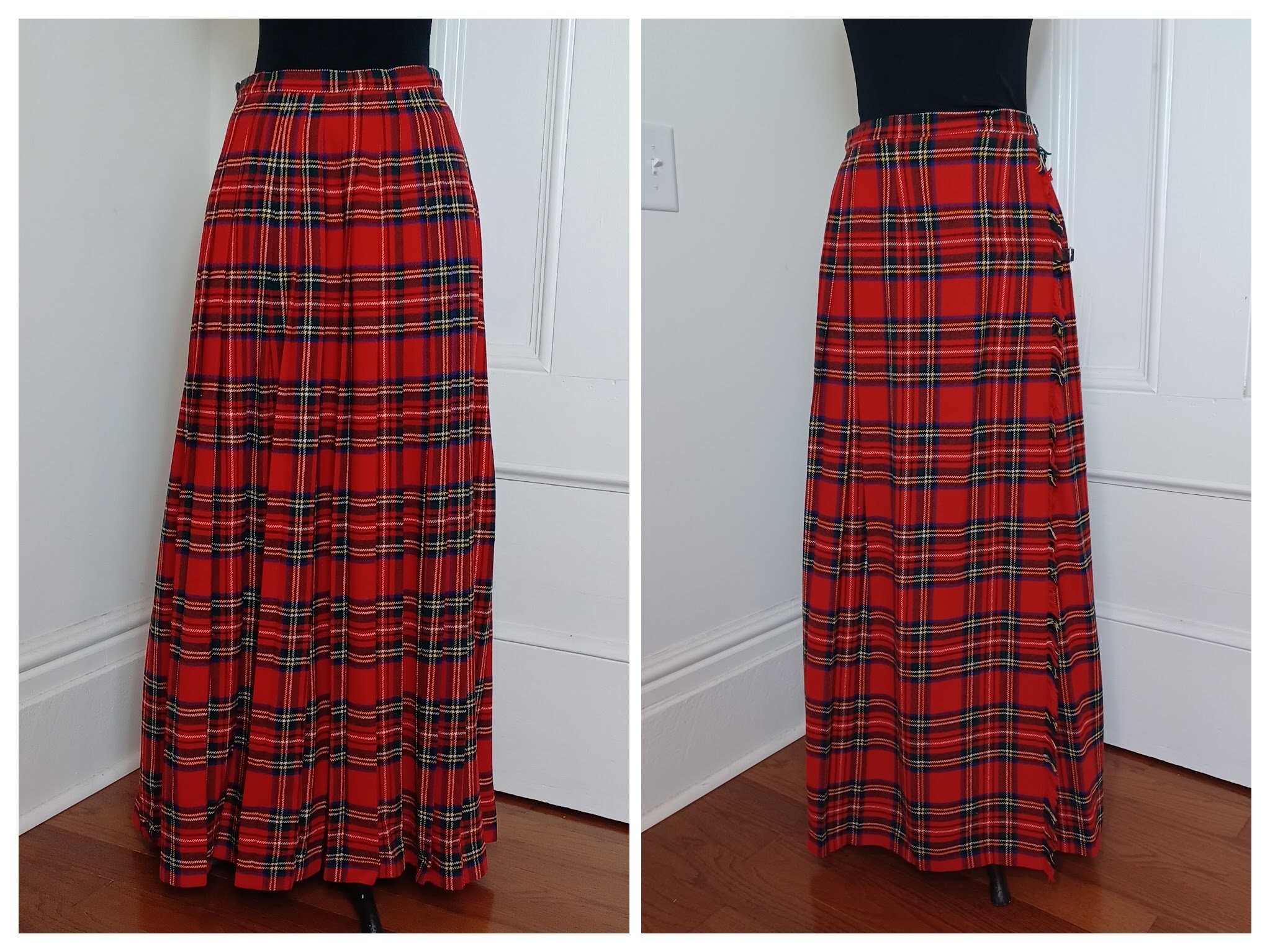 1970s Tartan Plaid Wool Maxi Skirt and Vest Set laird-portch of ...