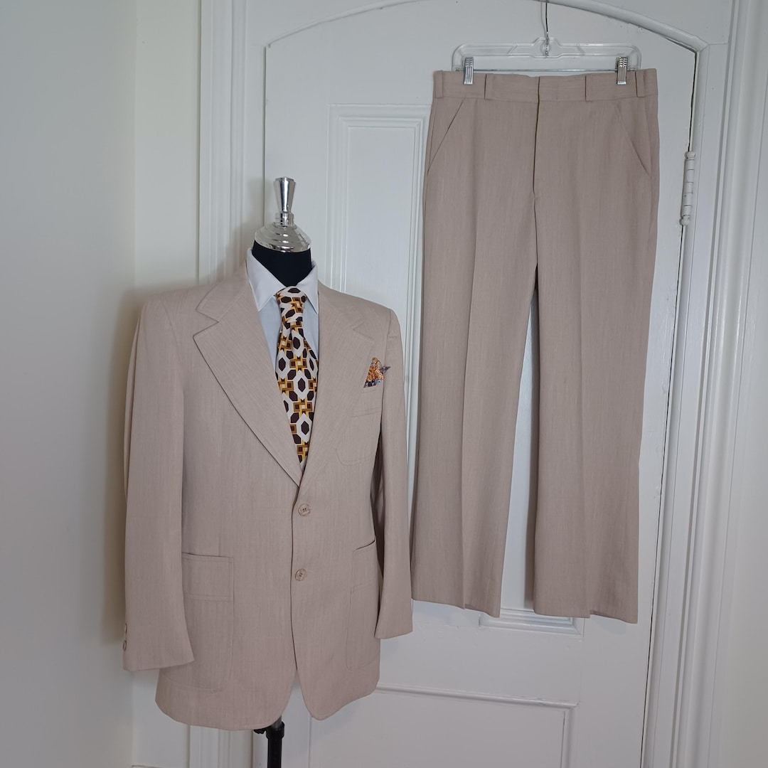 1970s Men's 2-piece Suit With Wide Lapels, Flared Legs - "jaymar" (40 ...