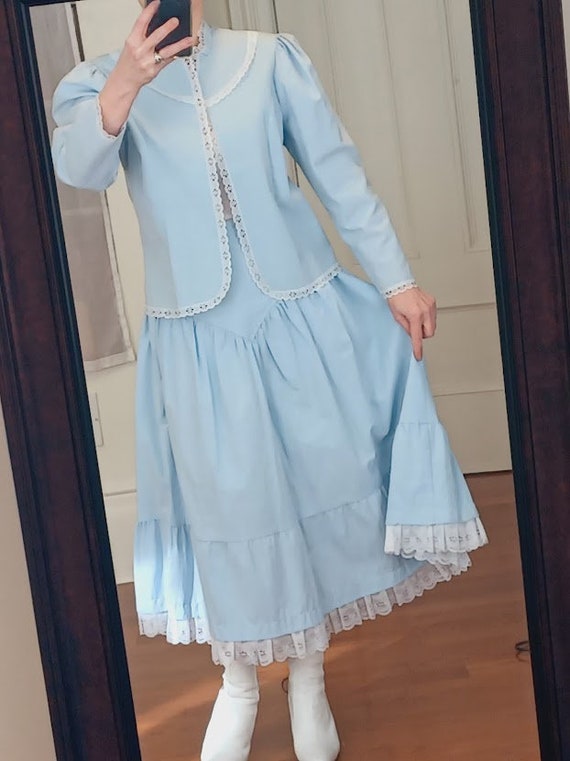 1970s Prairie Style Skirt and Jacket - M - Gem