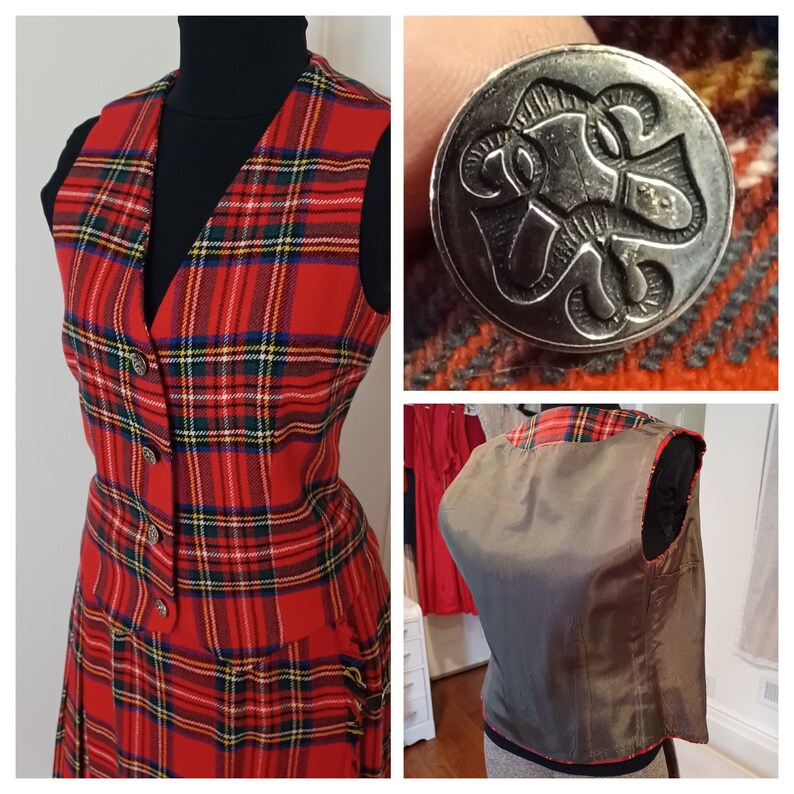 1970s Tartan Plaid Wool Maxi Skirt and Vest Set laird-portch of ...
