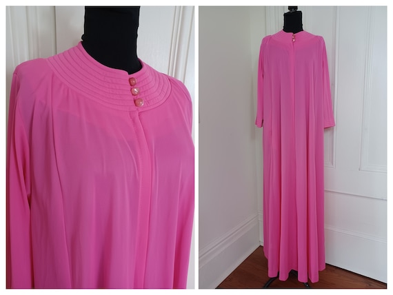 1970s Bright Pink Lounge Dress - 1970s Bright Pink Lounge Dress -