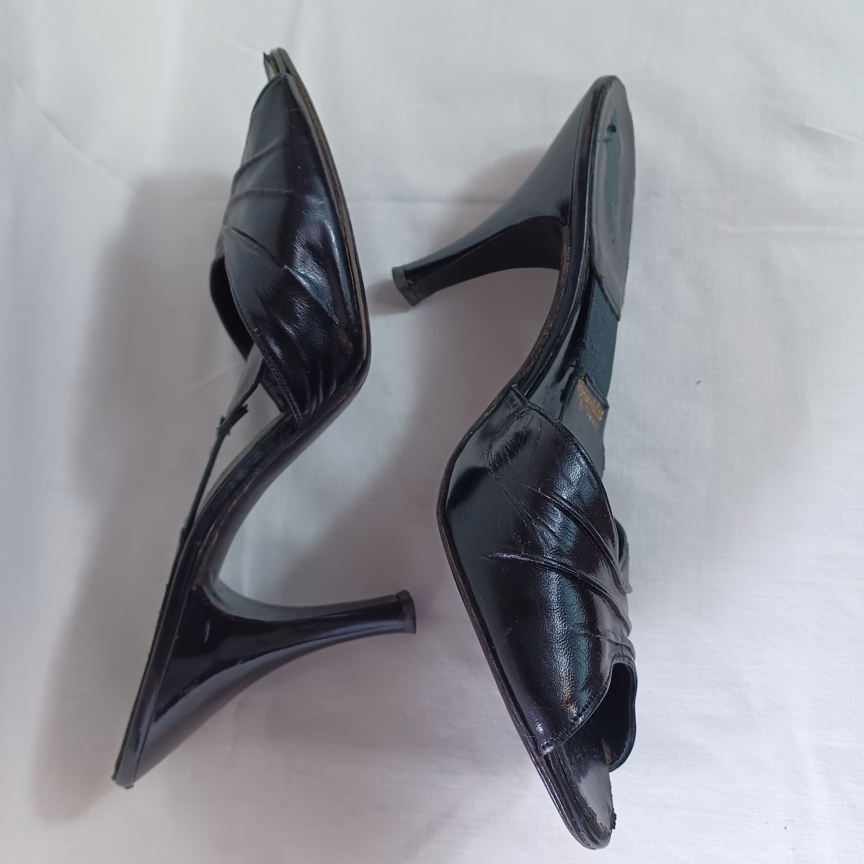 1950s Black Leather Springolator High Heel Pumps sz 8 - Etsy