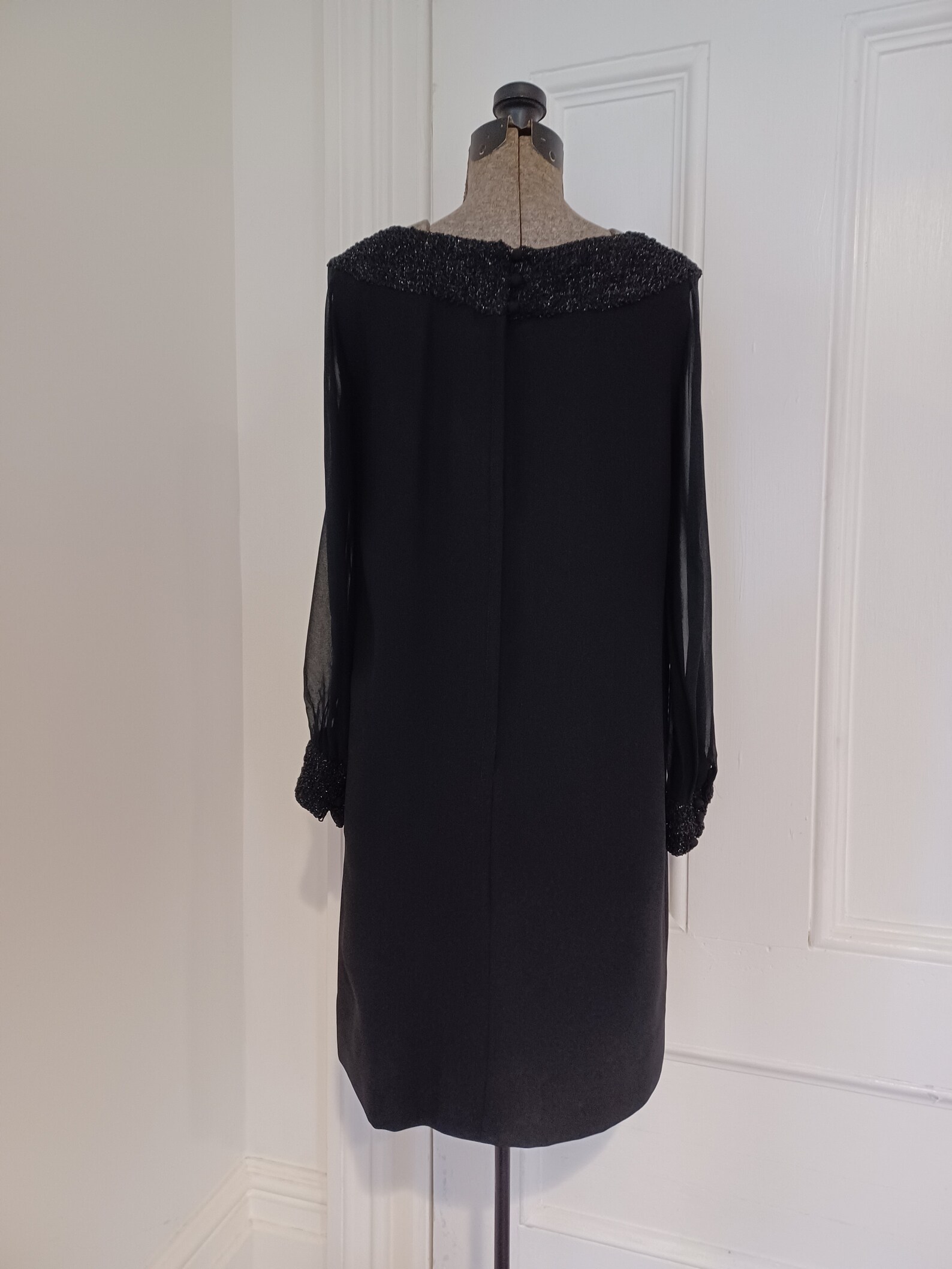 1960s Mod Little Black Mini Dress With Sparkle Boucle Trim - "gemini ...