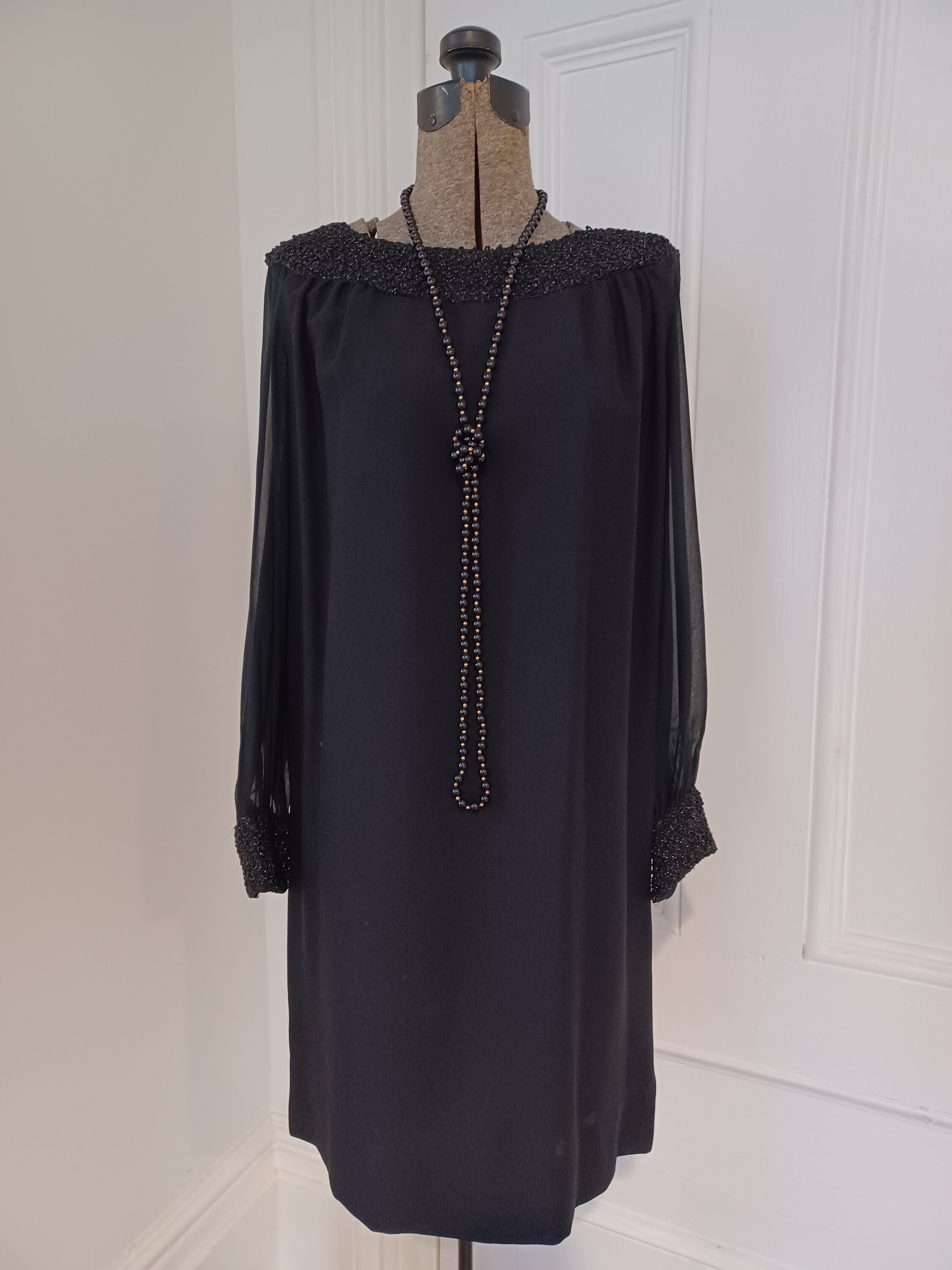 1960s Mod Little Black Mini Dress With Sparkle Boucle Trim - "gemini ...