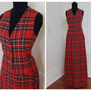 1970s Tartan Plaid Wool Maxi Skirt and Vest Set laird-portch of ...