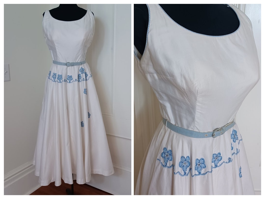 1950s Circle Skirt Sundress With Appliques, Beads, Rhinestones (S/M) - Etsy