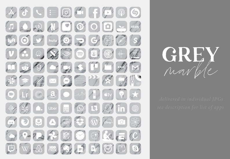 550 Icons MEGA Marble Ios iPhone Apps | Black, White, Grey, Blue, Pink ...
