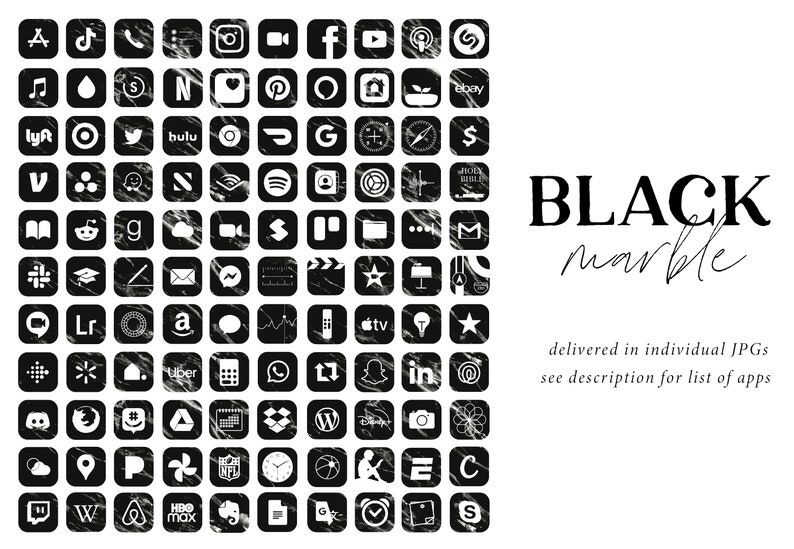 550 Icons MEGA Marble Ios iPhone Apps | Black, White, Grey, Blue, Pink ...