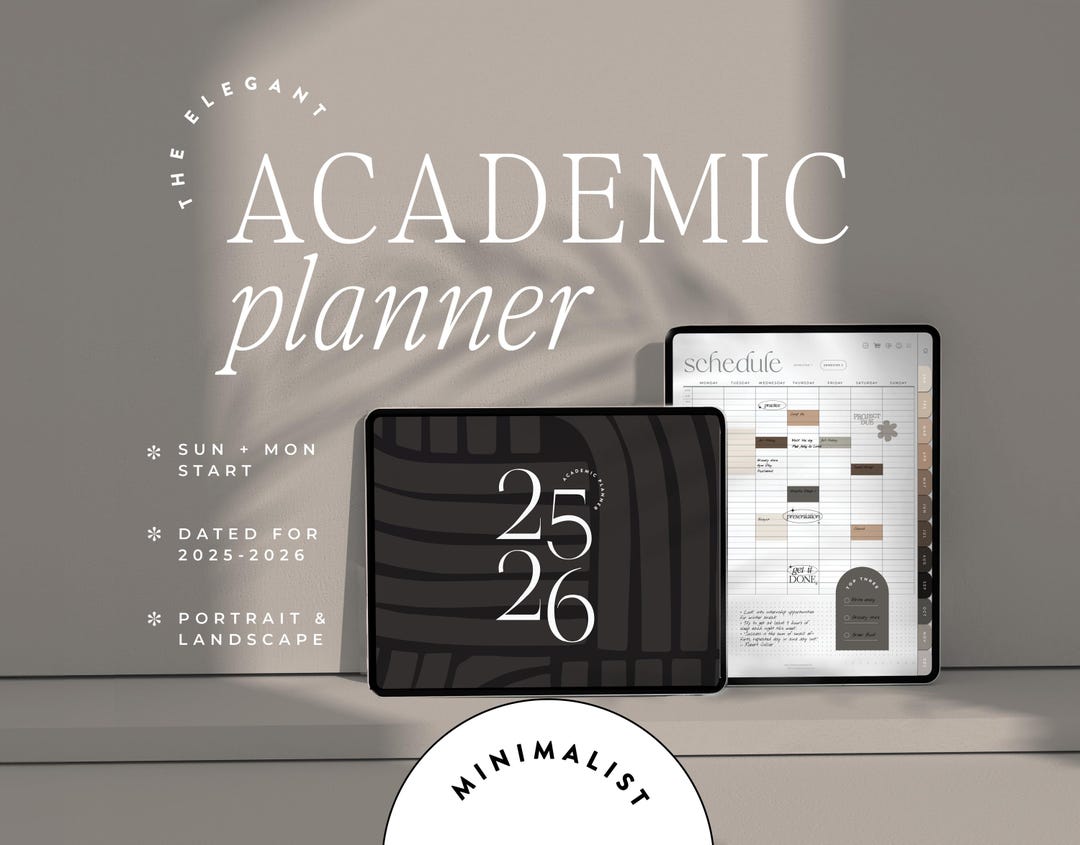 2025-2026 Academic Digital Planner – Minimalist, Goodnotes, Notability ...
