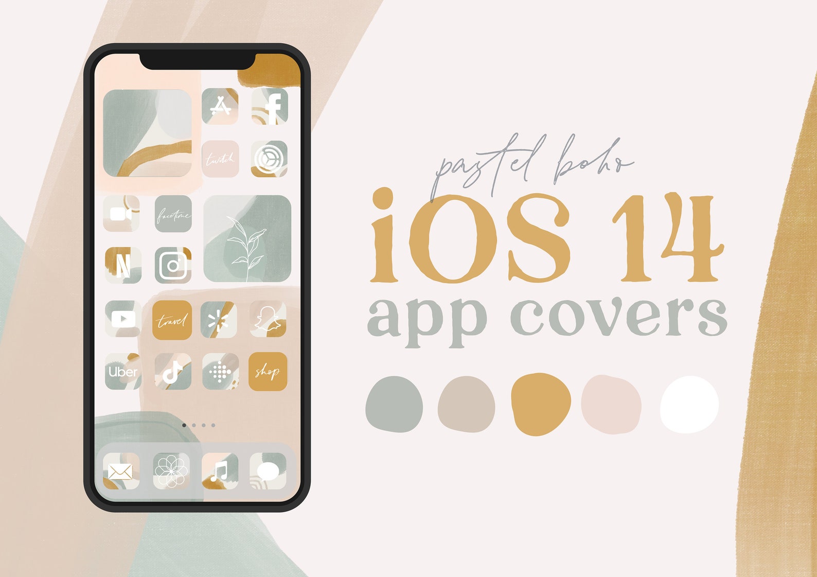 Pastel Boho Icon Hand-painted Aesthetic IOS 14 Iphone App | Etsy