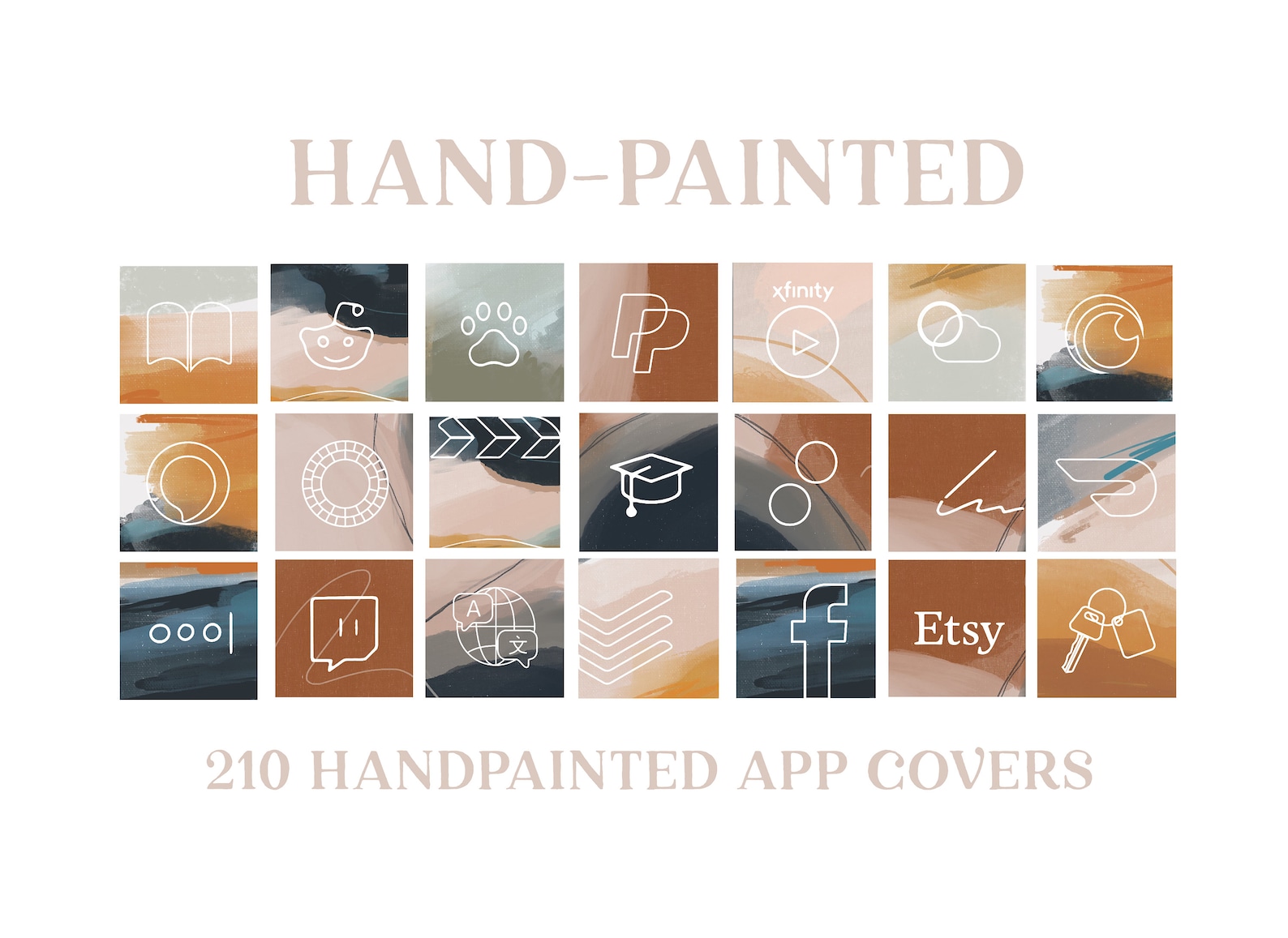 Adventure Hand-painted Boho App Kit IOS 14-15 2000 Boho | Etsy