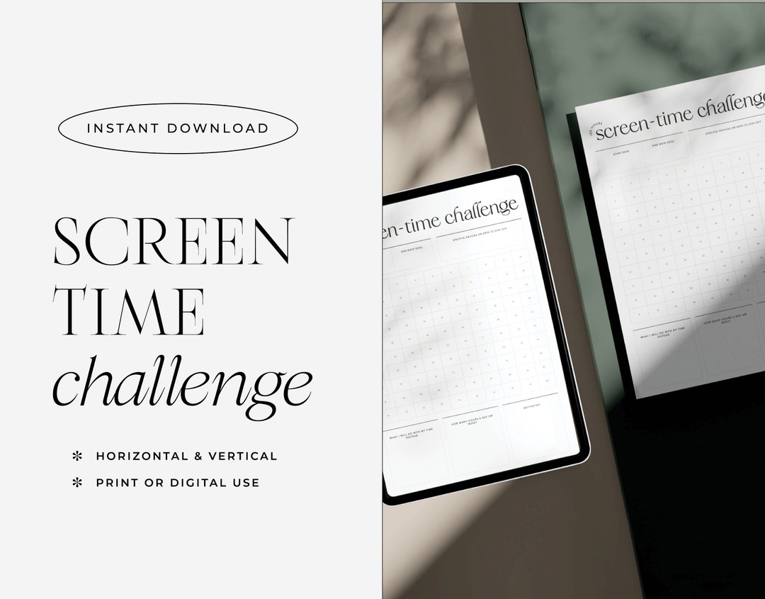 Screen Time Challenge | Minimalist Design | Horizontal & Vertical ...