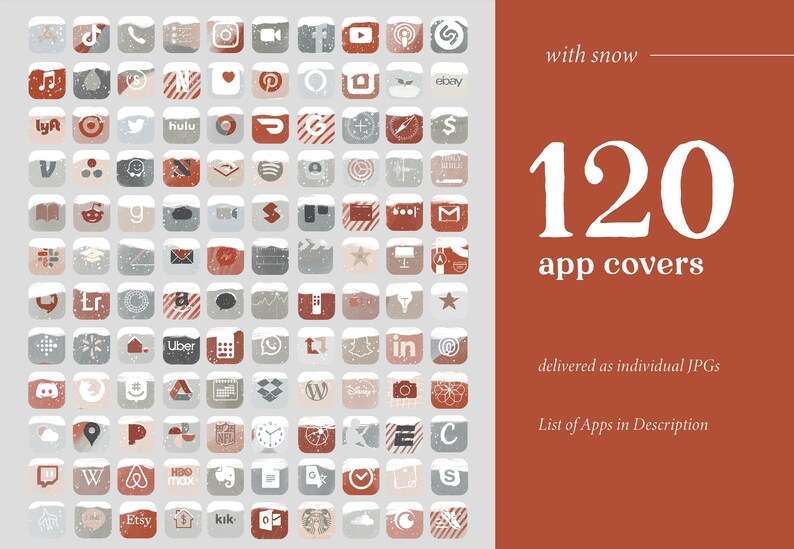 Christmas Boho Icon Theme Pack App Covers Ios 14-15 500 | Etsy