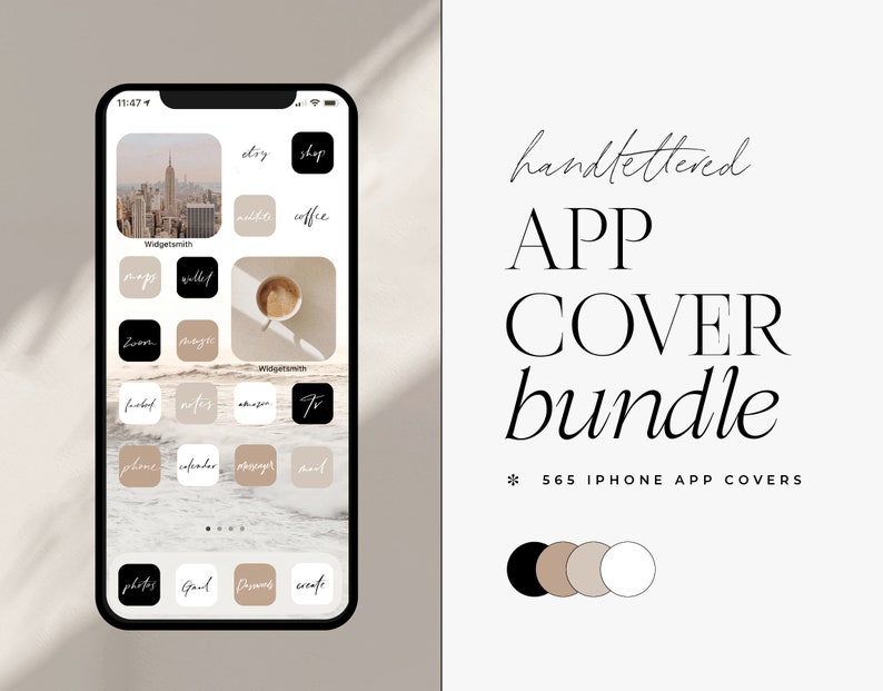 Neutral Handlettered Icon Theme Pack IOS 14-15 App Covers - Etsy