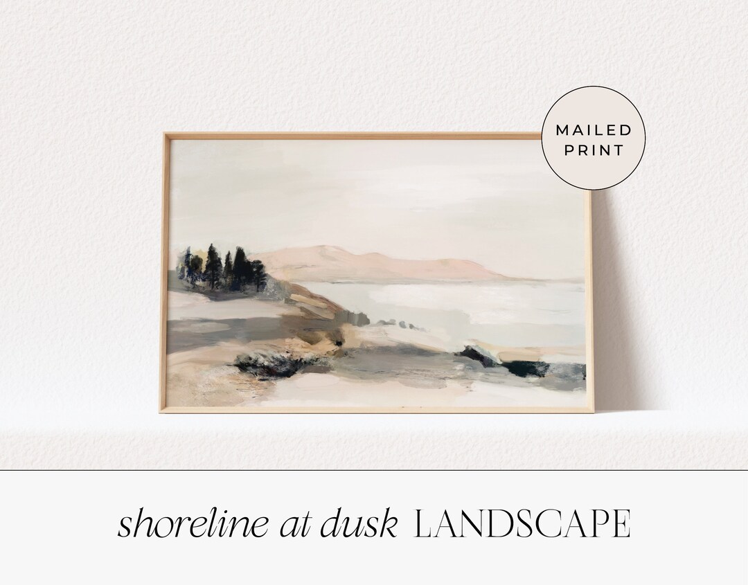 Abstract Landscape Art Print, Shoreline at Dusk, Boho Wall Decor - Etsy