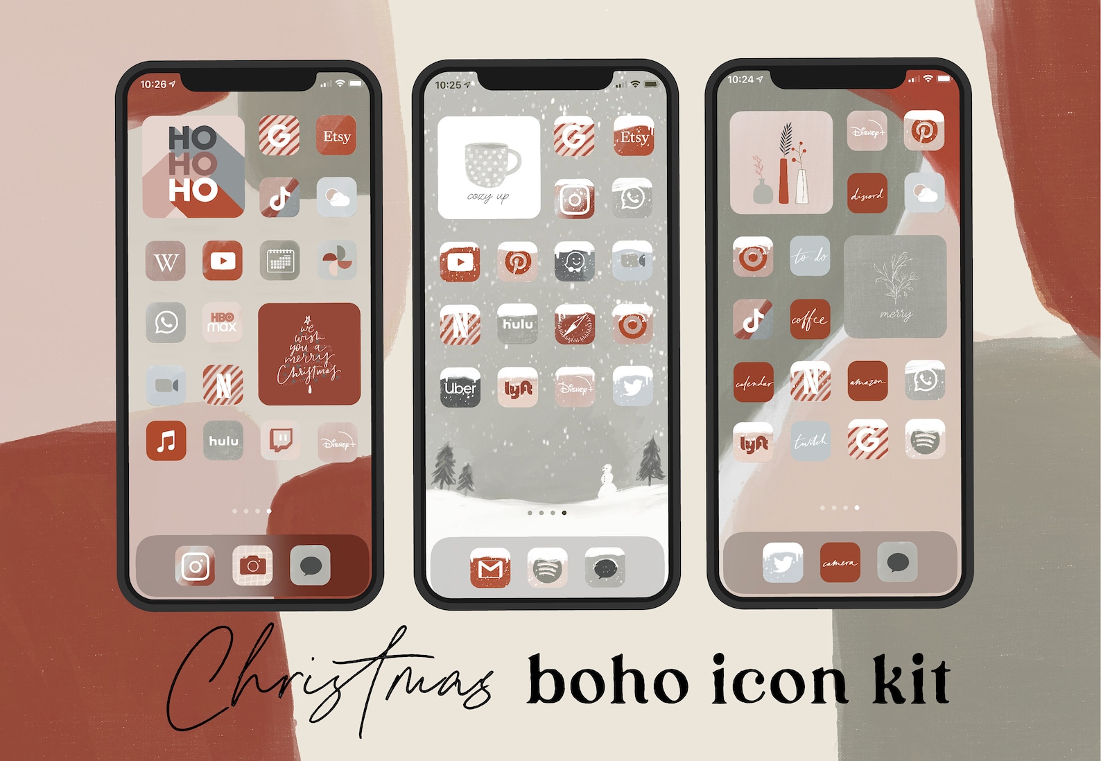 Christmas Boho Icon Theme Pack App Covers Ios 14-15 500 | Etsy