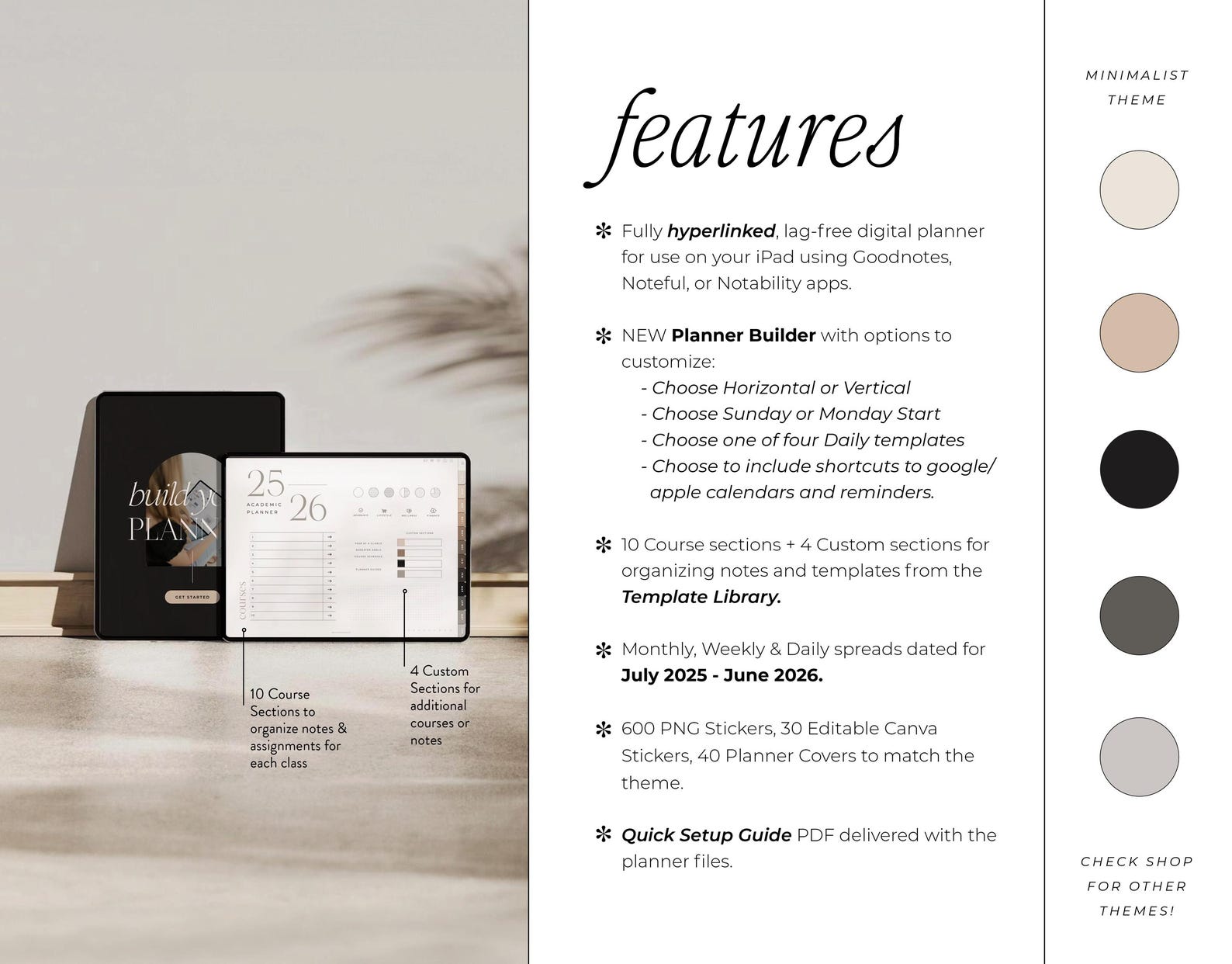2025-2026 Academic Digital Planner – Minimalist, Goodnotes, Notability ...