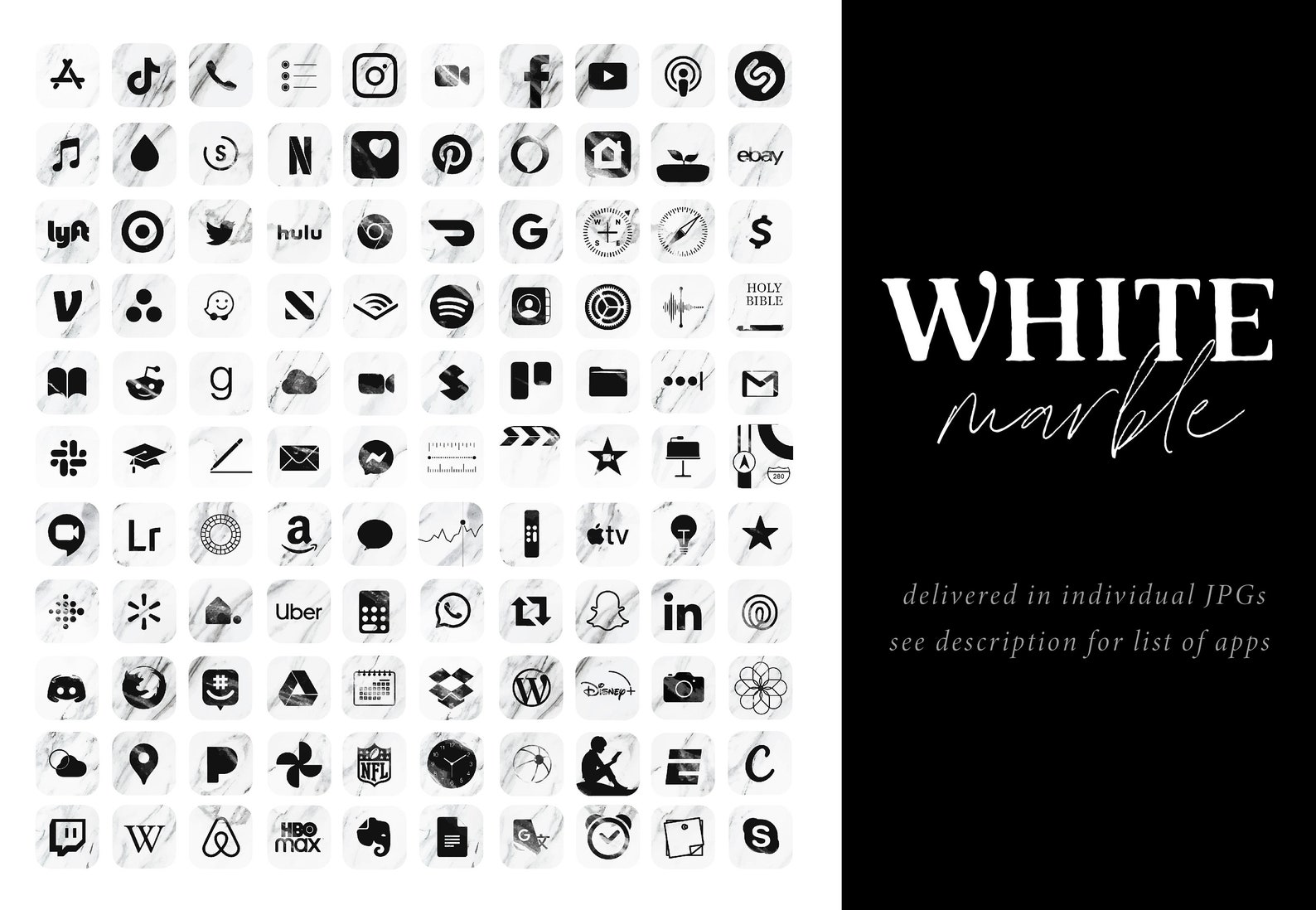 550 Icons MEGA Marble Ios iPhone Apps | Black, White, Grey, Blue, Pink ...