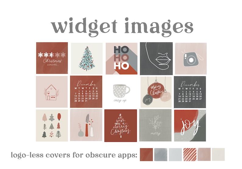 Christmas Boho Icon Theme Pack App Covers Ios 14-15 500 | Etsy