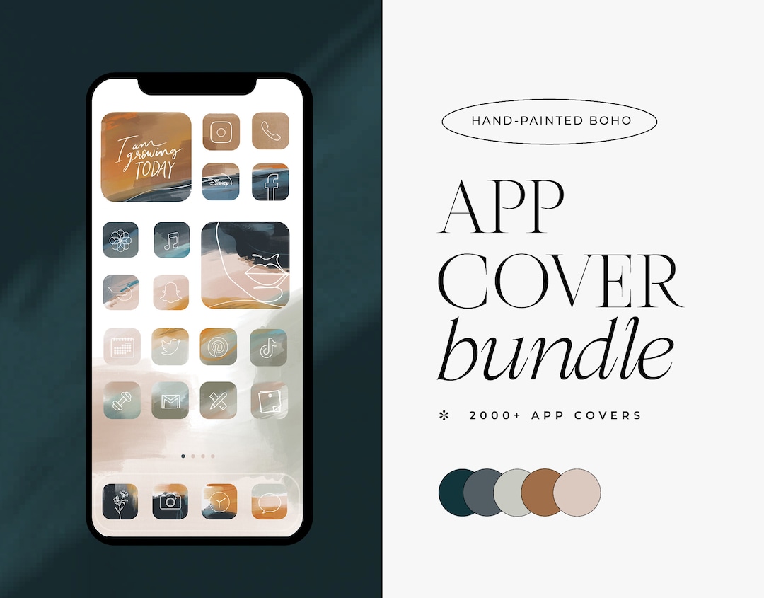 Adventure Hand-painted Boho App Kit IOS iPhone Shortcuts 2000 Boho ...
