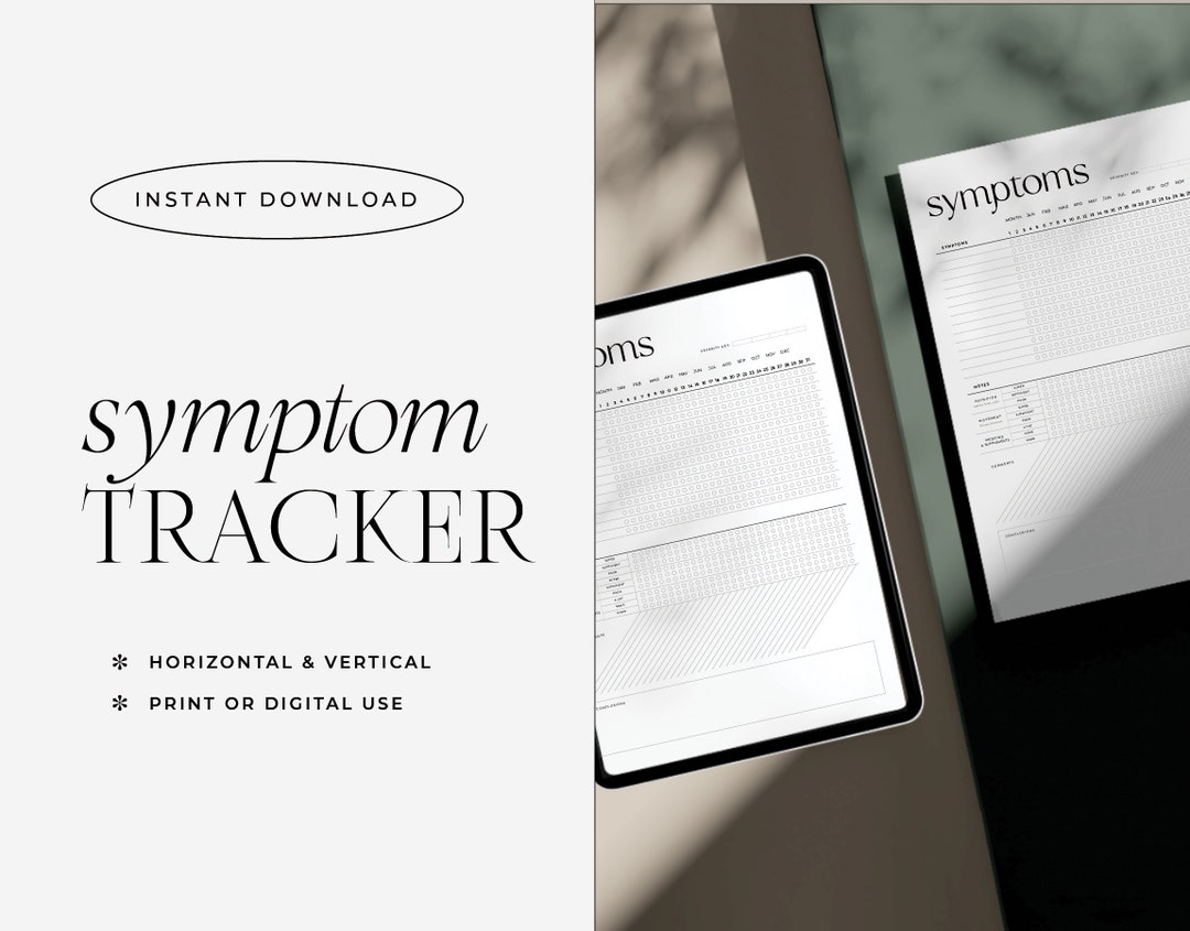 Monthly Symptom Tracker | Minimalist Design | Horizontal & Vertical ...